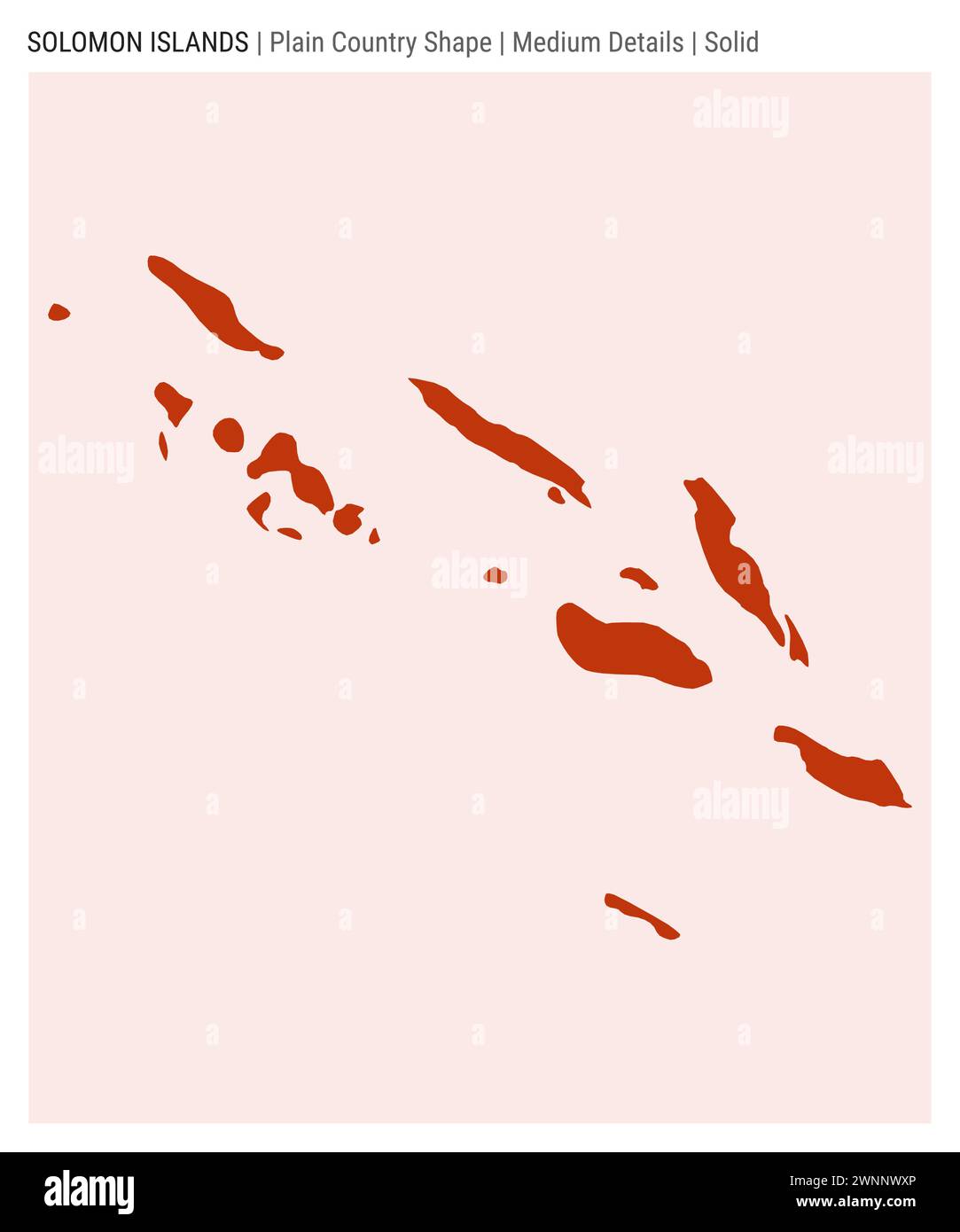 Solomon Islands plain country map. Medium details. Solid style. Shape of Solomon Islands. Vector ...