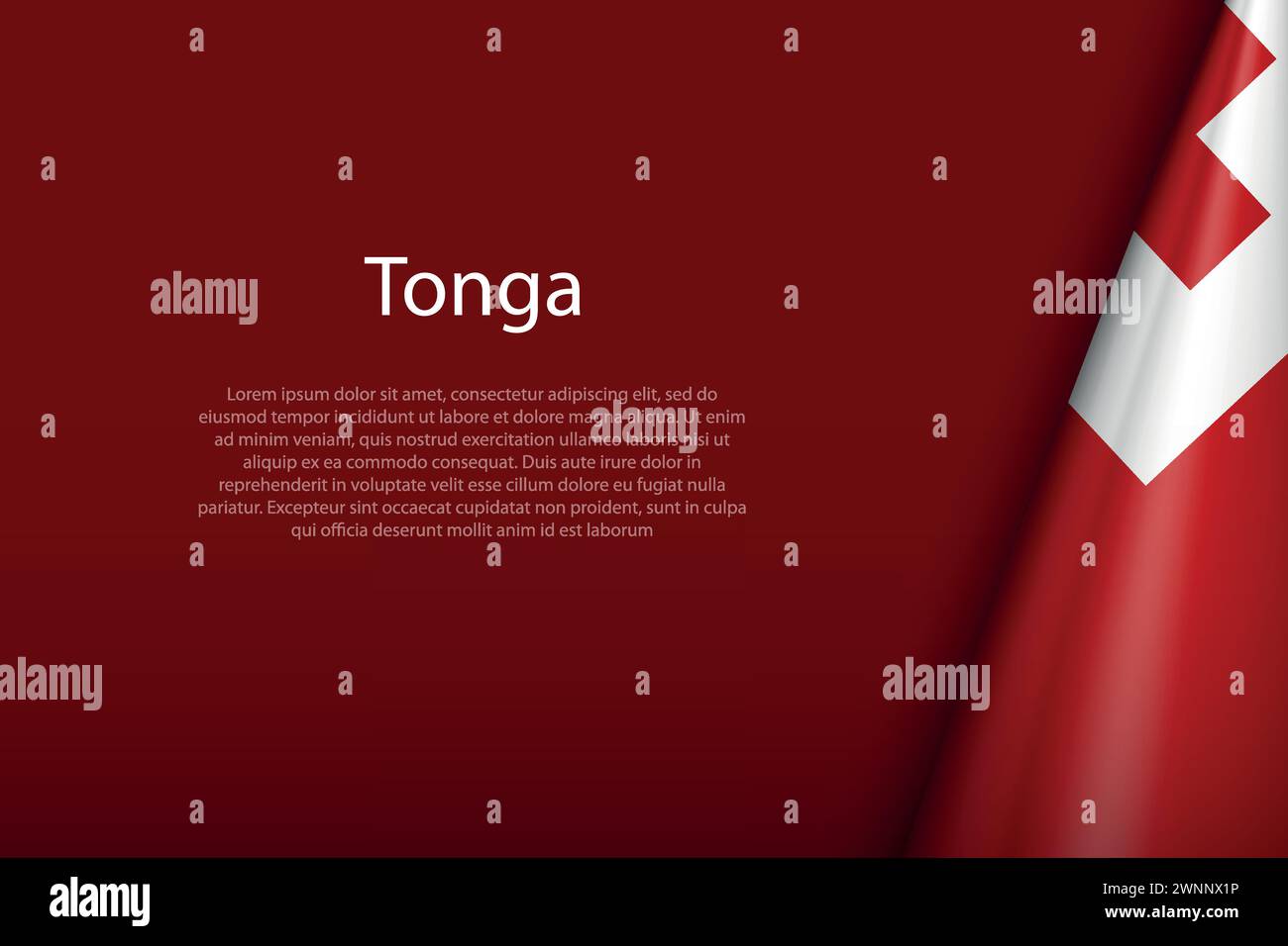 Tonga national flag isolated on dark background with copyspace Stock ...