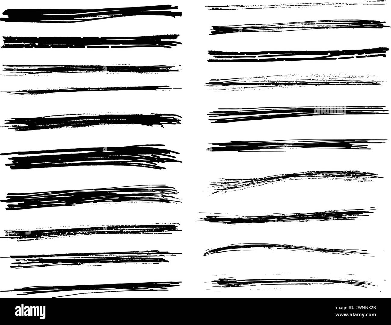Brush stroke line element, grunge charcoal hand drawn hatches scribble ...