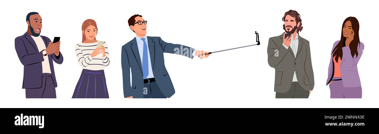 Vector Set of different people using gadgets Stock Vector Image & Art ...