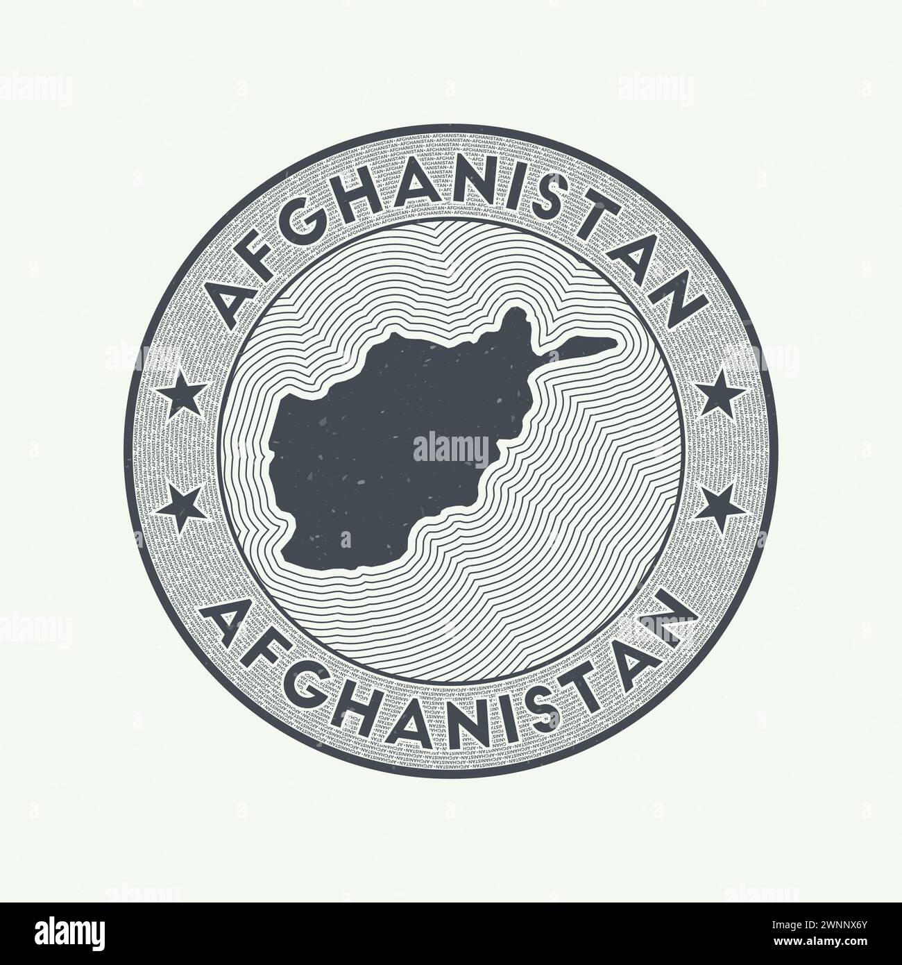 Afghanistan round badge vector. Country round stamp with shape of ...