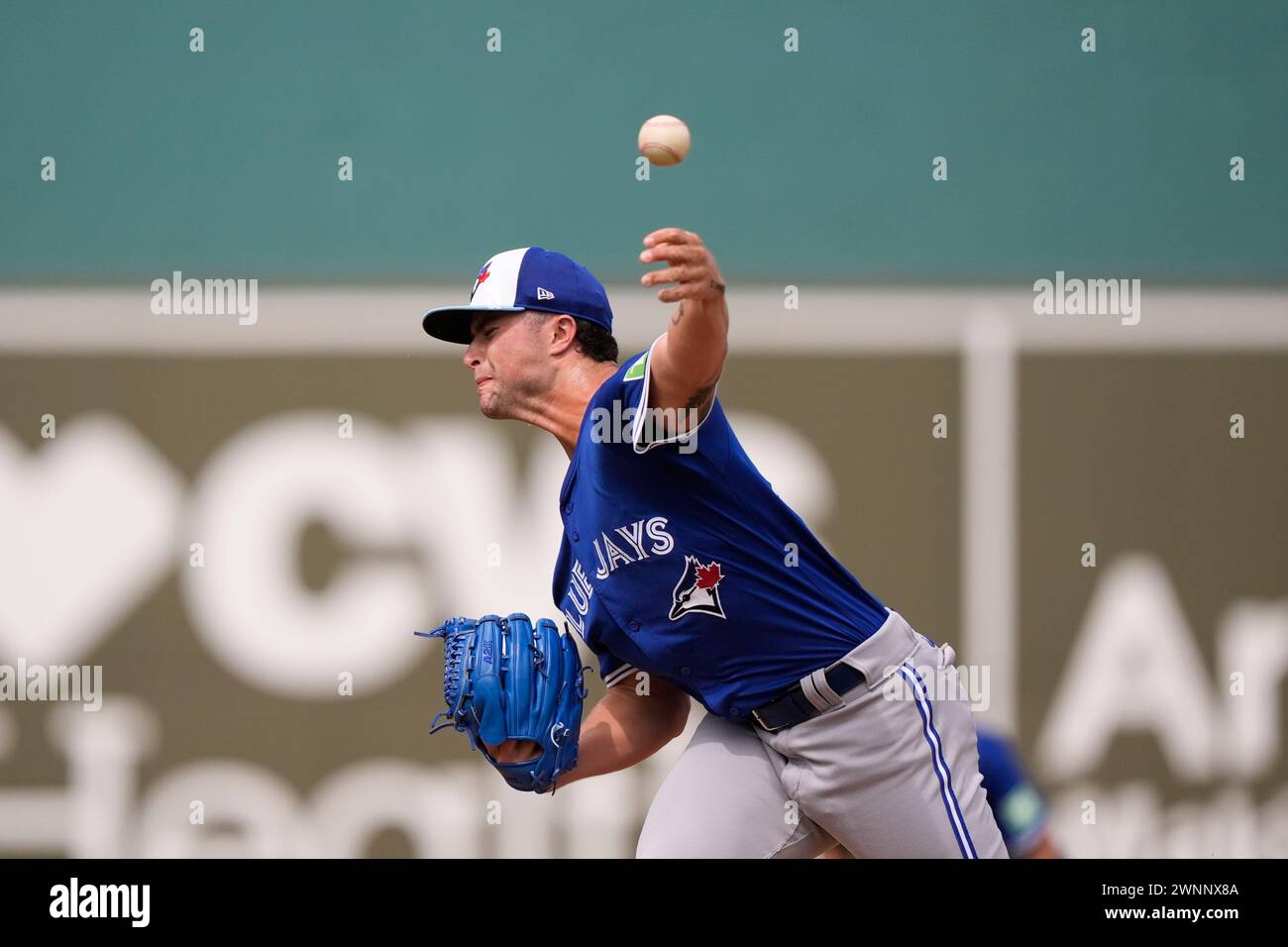 Toronto Blue Jays pitcher Mason Fluharty throws in the third inning of ...