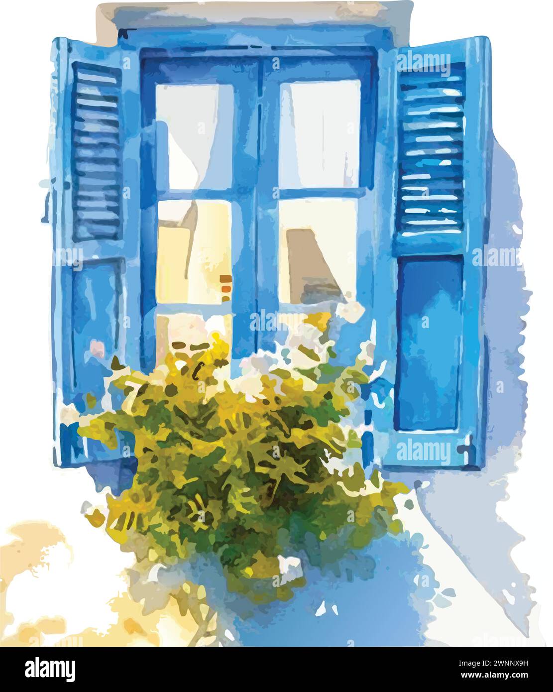View from the window of the picturesque landscape in Greece Stock ...