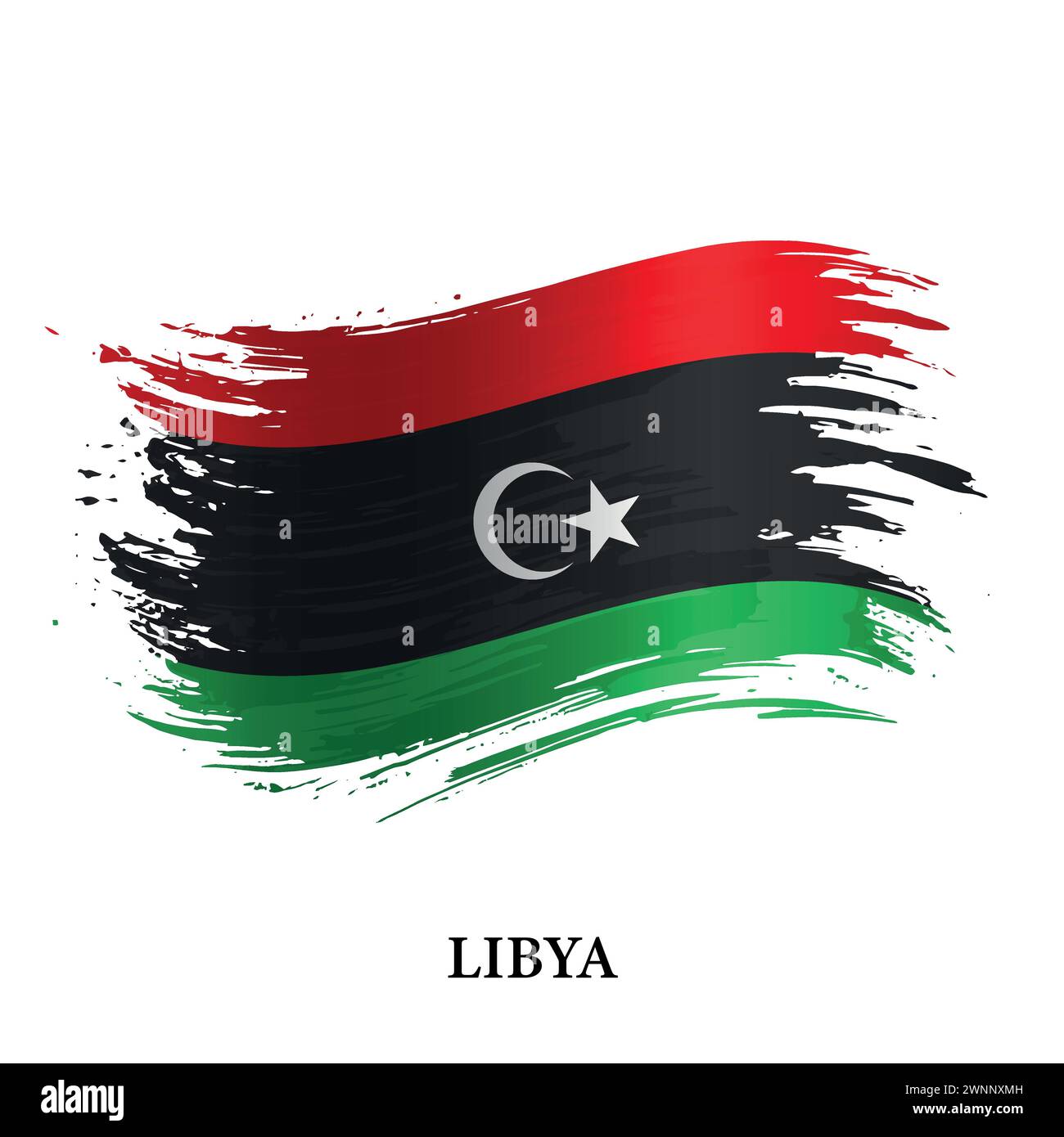 Grunge flag of Libya, brush stroke vector background Stock Vector Image ...