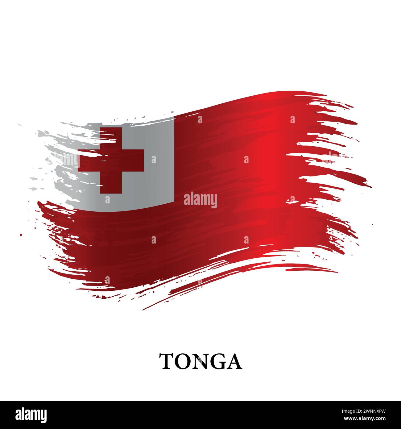 Grunge flag of Tonga, brush stroke vector background Stock Vector Image ...