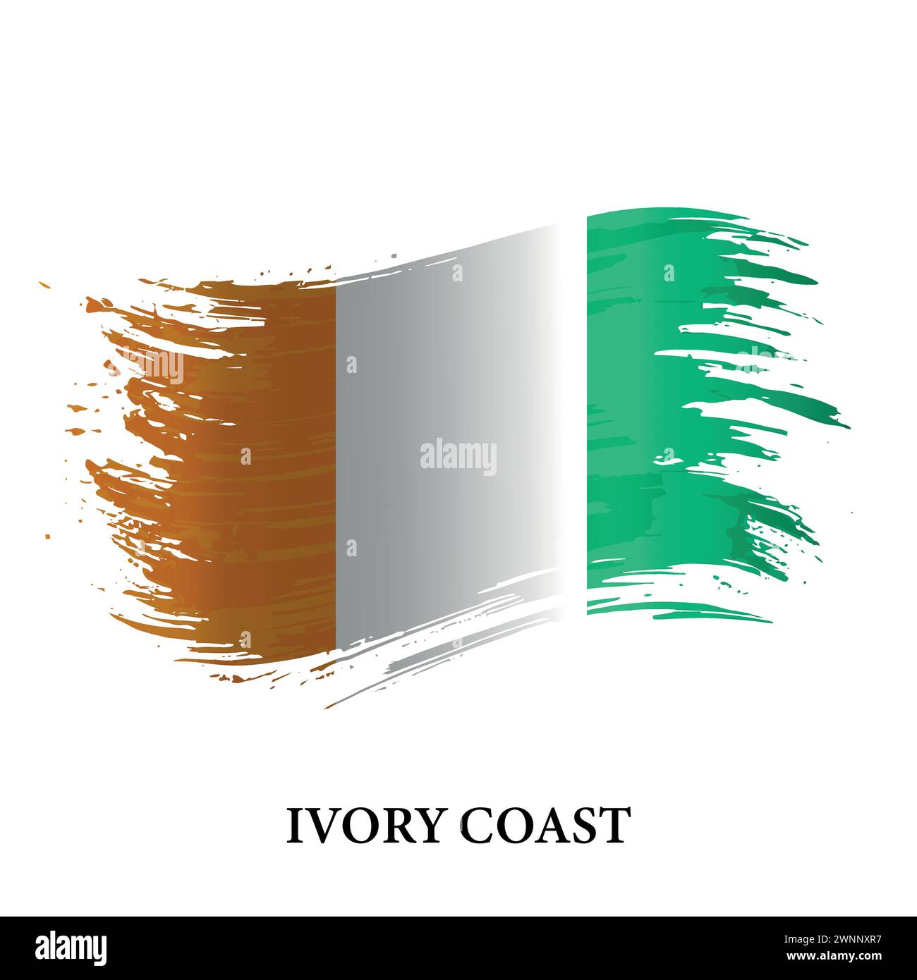 Grunge Flag Of Ivory Coast Brush Stroke Vector Background Stock Vector