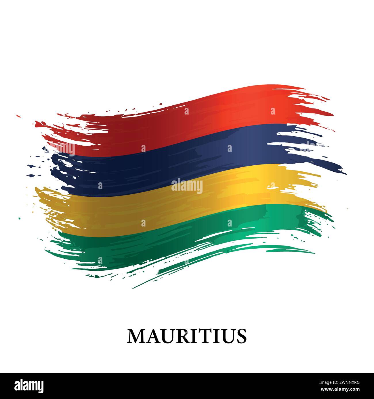 Grunge flag of Mauritius, brush stroke vector background Stock Vector ...