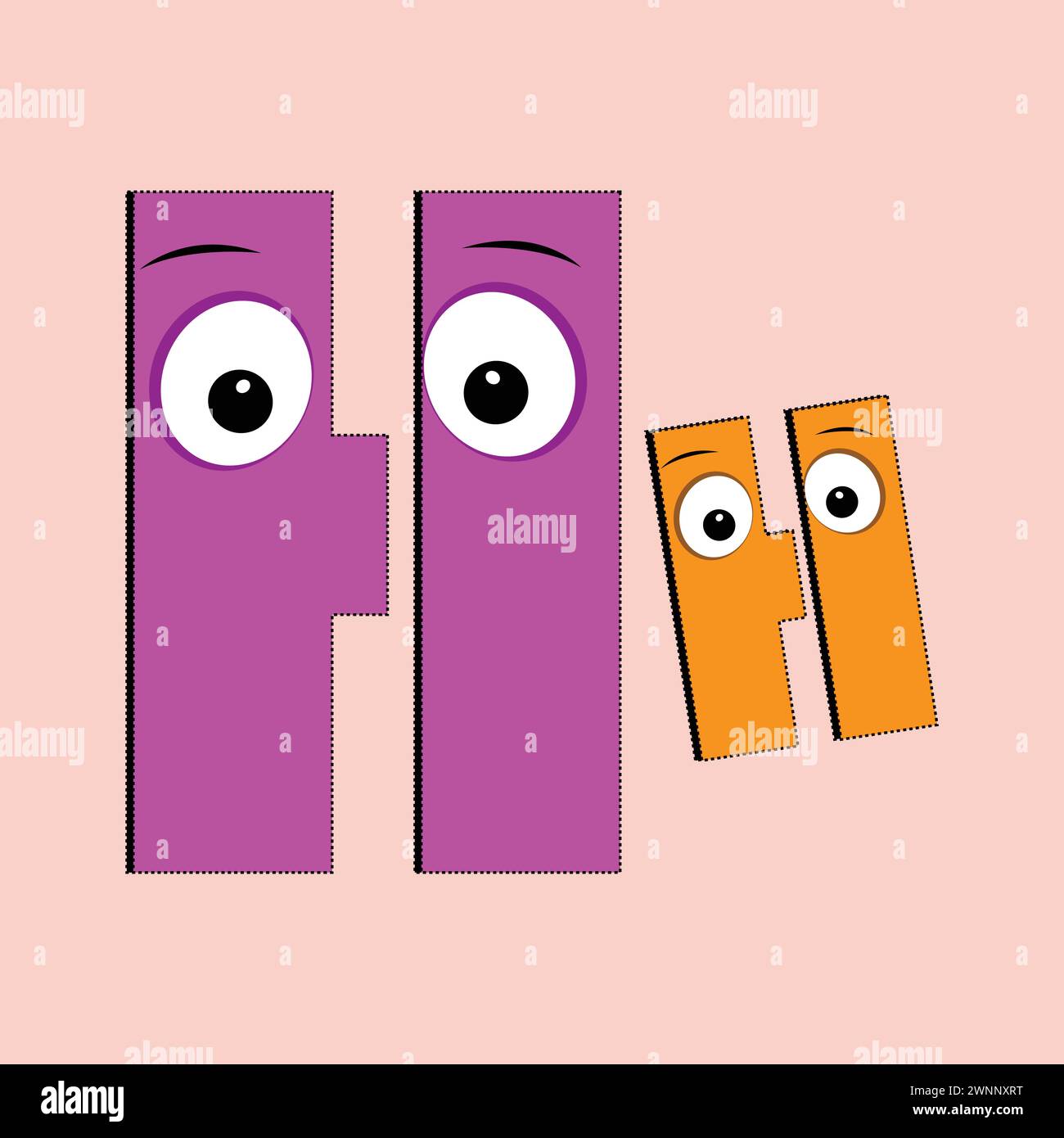 Alphabet fullcolor with eyes cartoon character. Cute abc design for ...