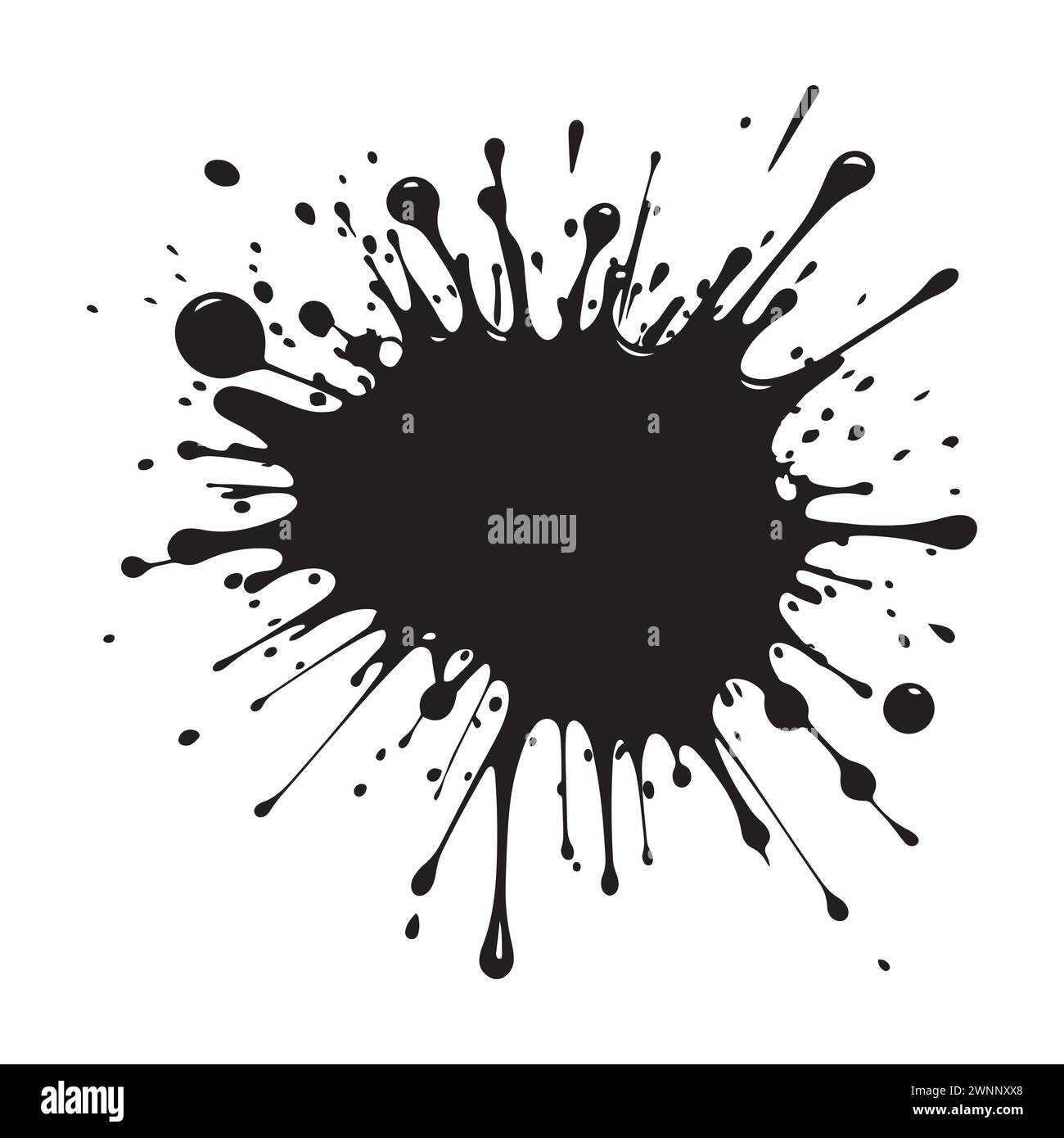 Bold black ink blot splatter, ideal for creative and graphic designs ...