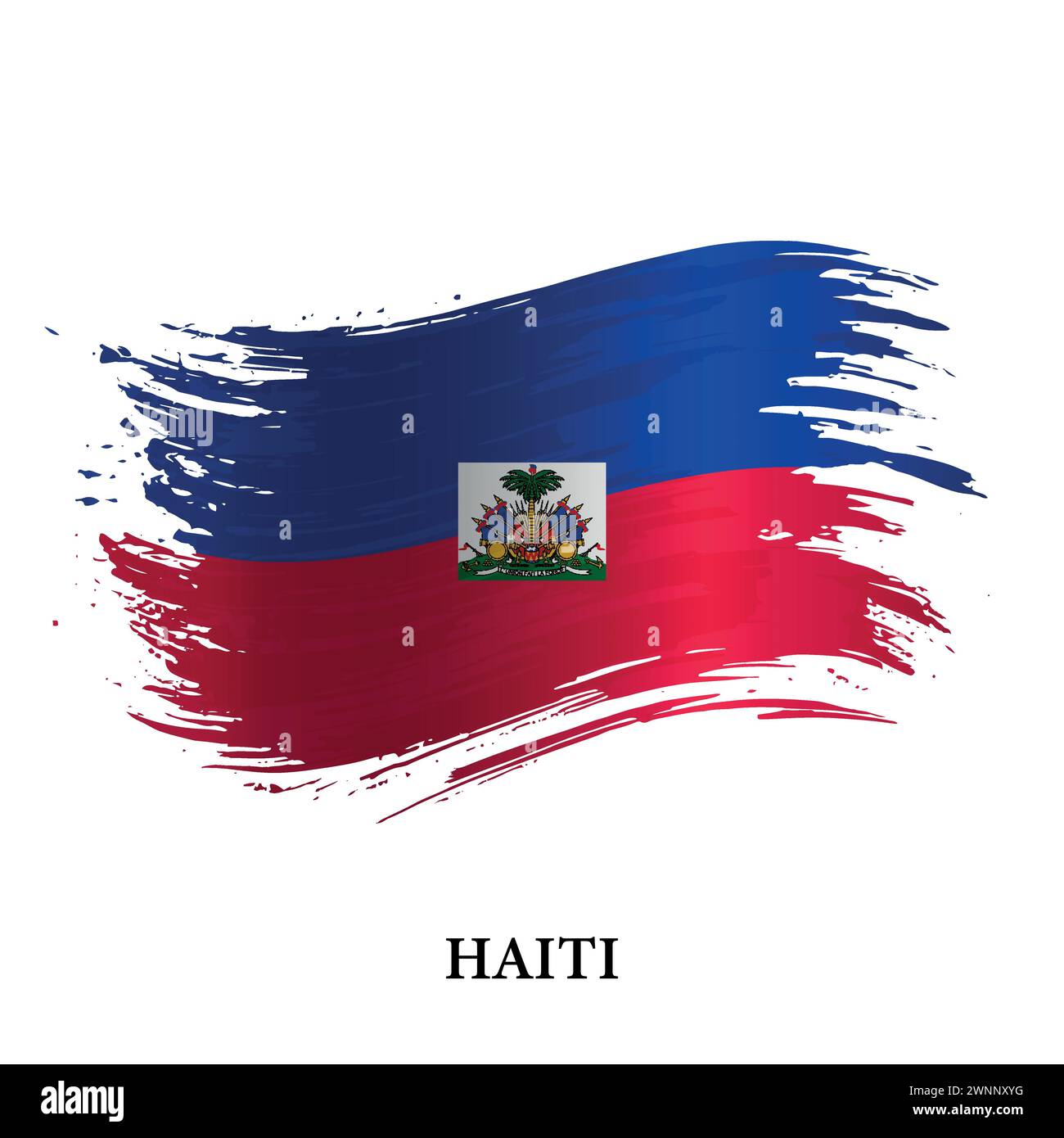 Grunge flag of Haiti, brush stroke vector background Stock Vector Image ...
