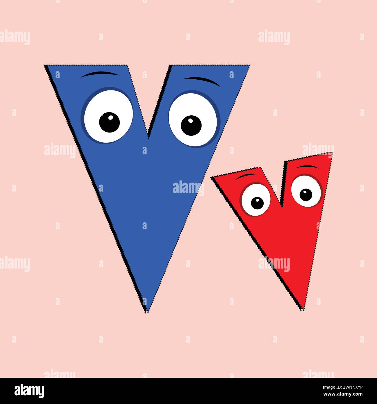 Alphabet fullcolor with eyes cartoon character. Cute abc design for ...