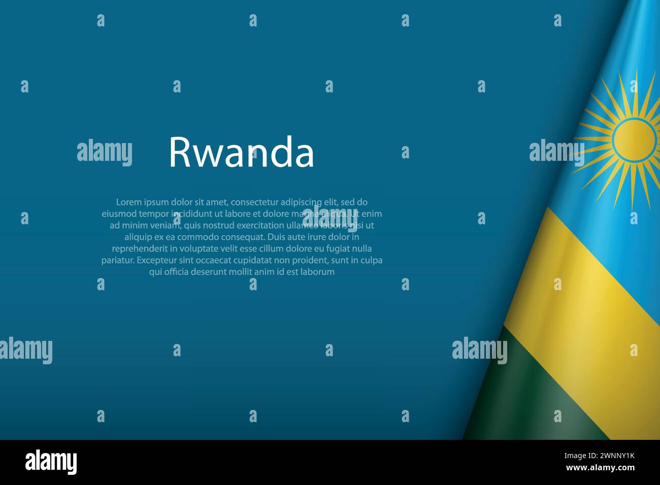 Rwanda national flag isolated on dark background with copyspace Stock ...