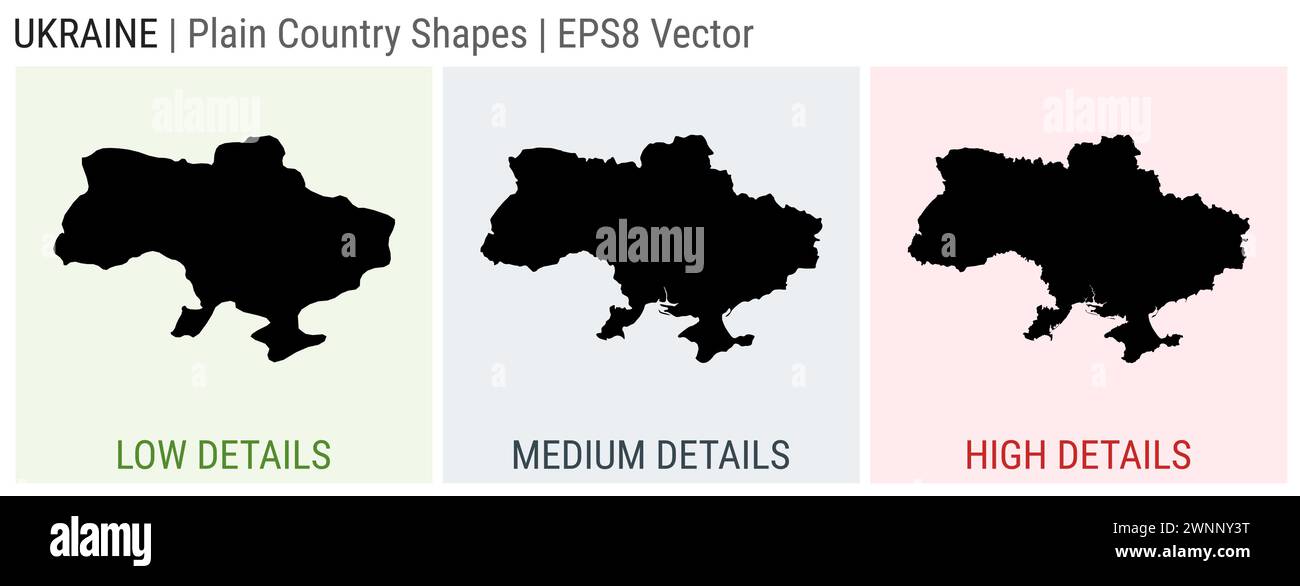 Ukraine - plain country shape. Low, medium and high detailed maps of ...