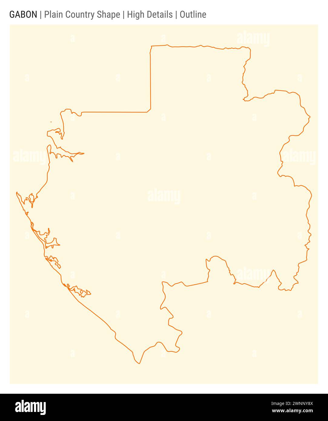 Gabon plain country map. High details. Outline style. Shape of Gabon ...