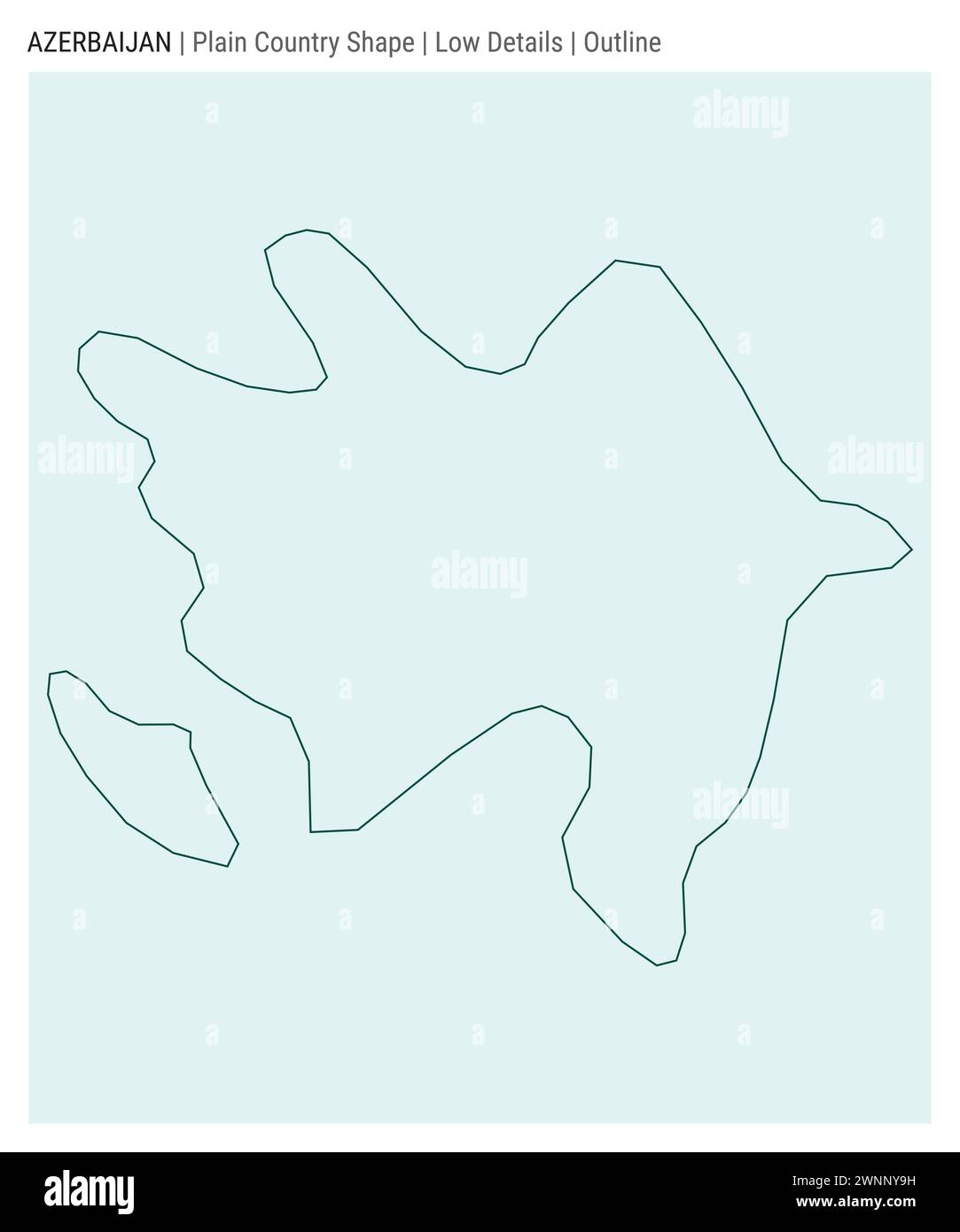 Azerbaijan plain country map. Low details. Outline style. Shape of ...
