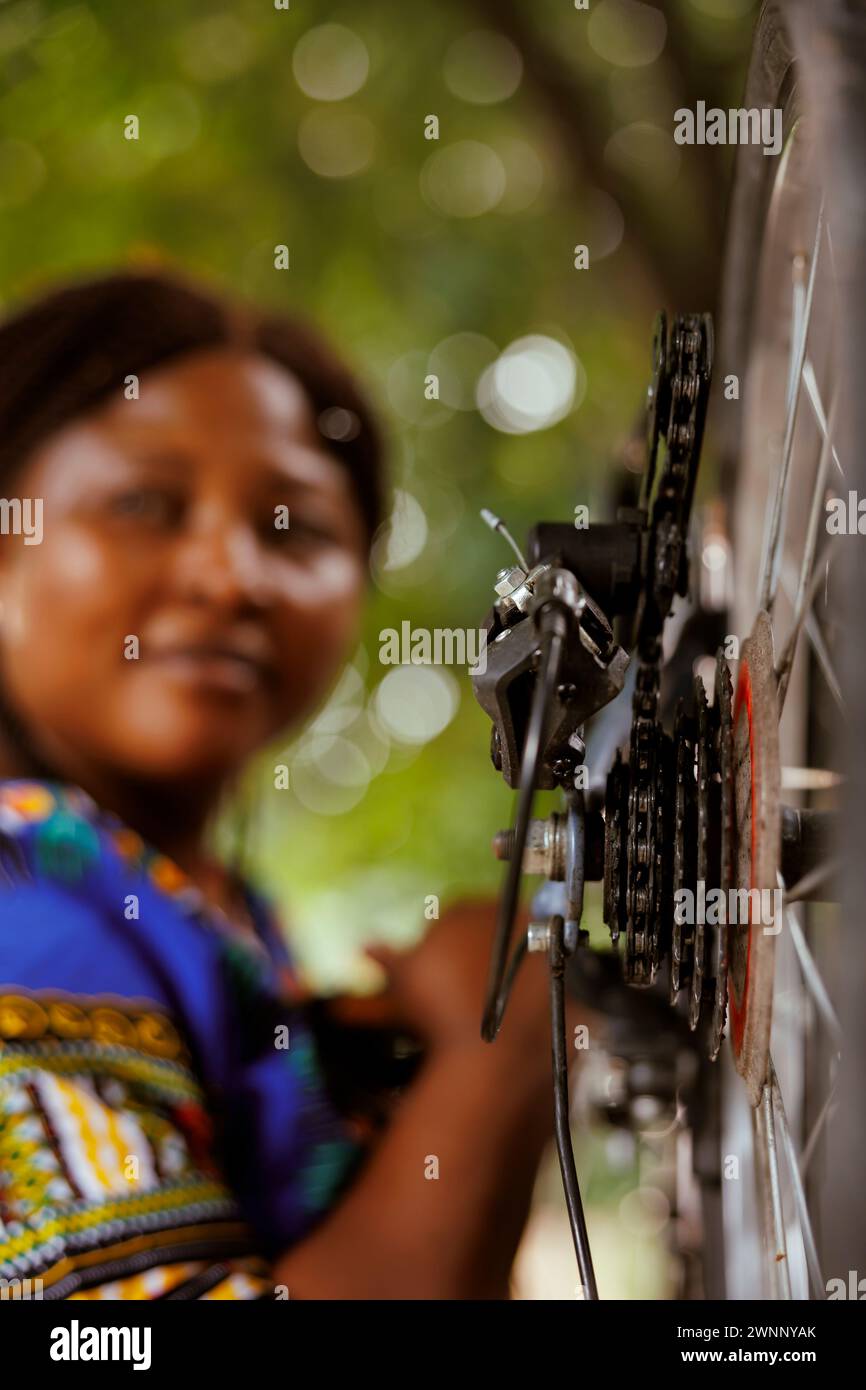 Image showing close-up view of bike chain ring crank and barrel ...