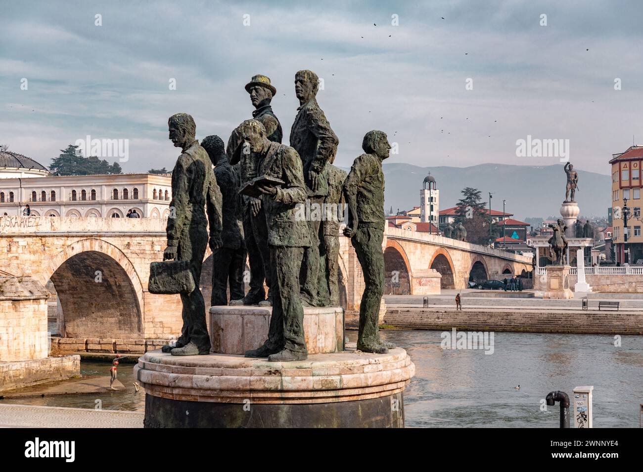 Skopje, North Macedonia - 7 FEB 2024: The Stone Bridge or Taskopru is a ...