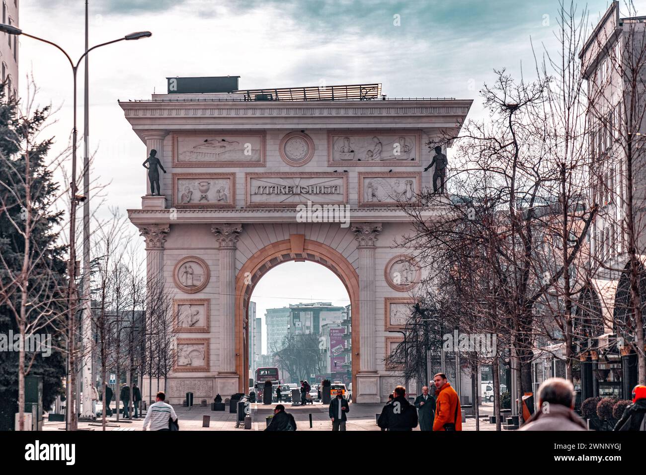 Skopje, North Macedonia - 7 FEB 2024: Porta Macedonia is a memorial ...