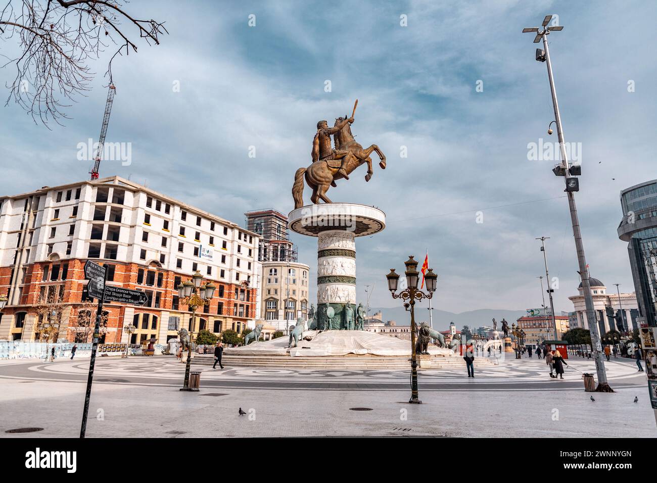 Skopje, North Macedonia - 7 FEB 2024: Warrior on a Horse statue at the ...