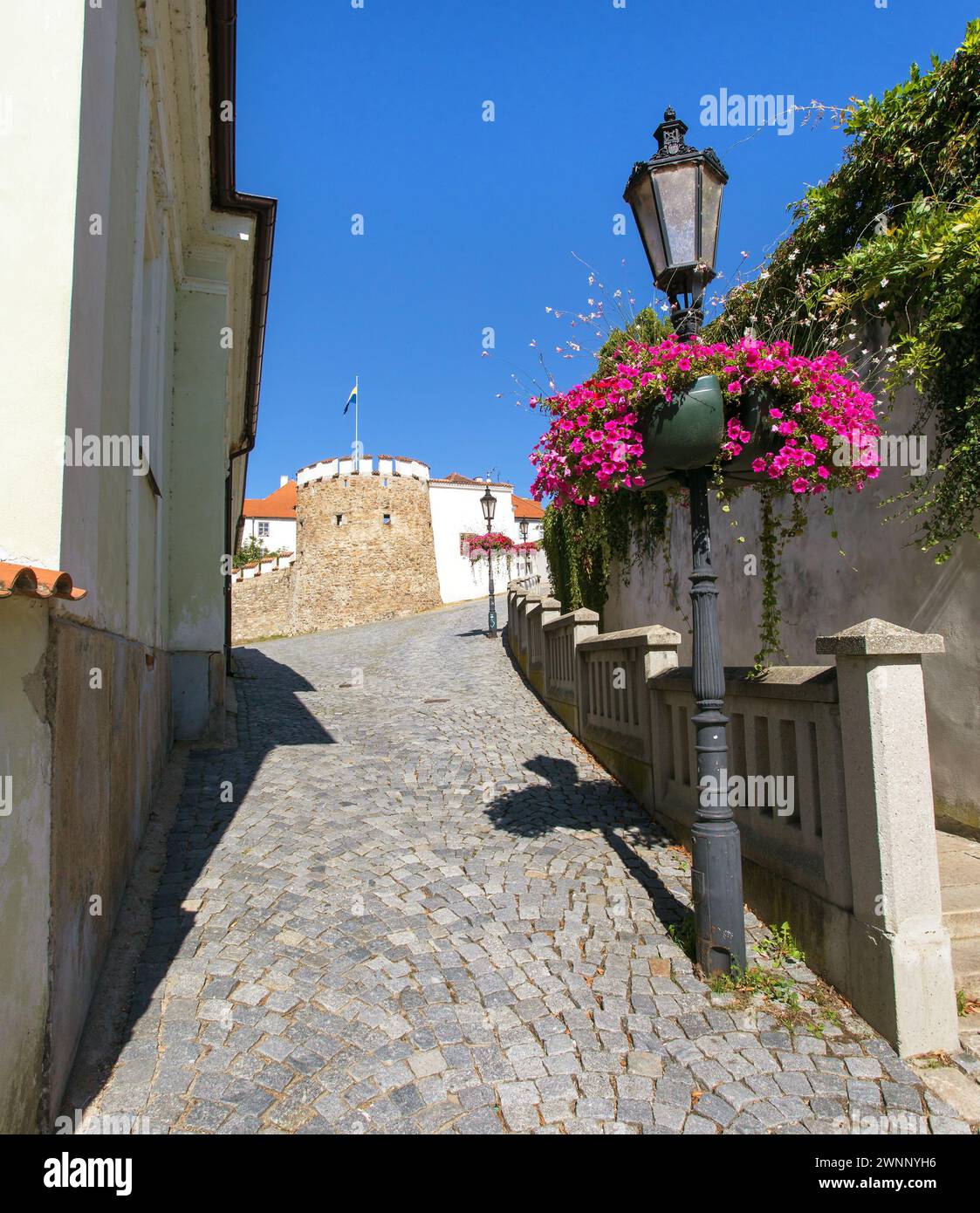 Pisek town, in local Písek, historical medieval fortification of the ...