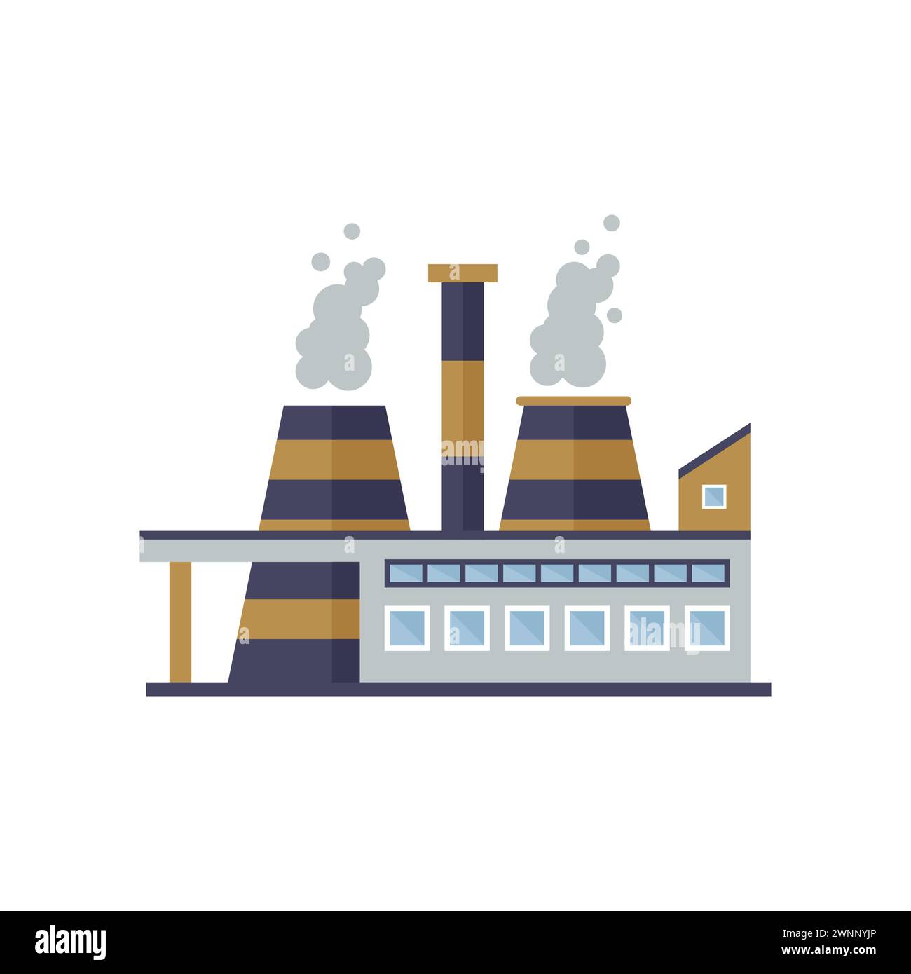 Industrial factory, manufacturing buildings and cooling towers vector ...