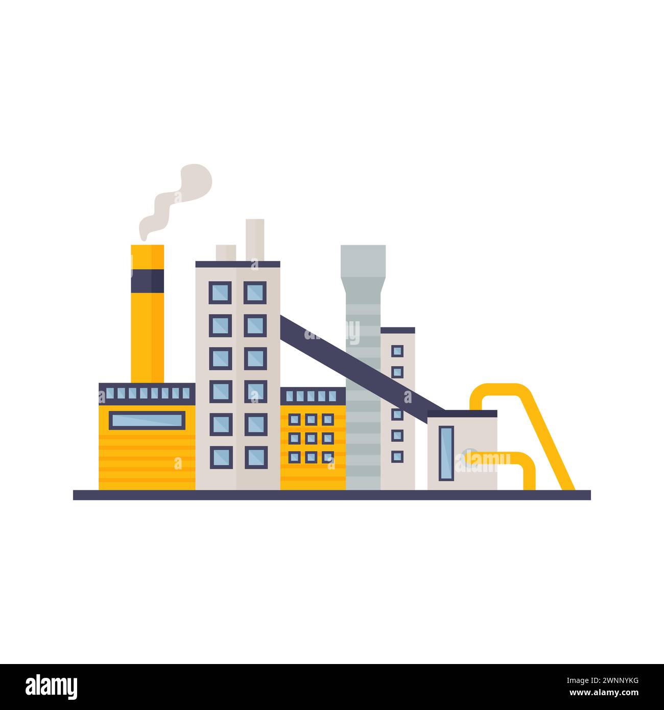 Factory buildings and oil and gas industry complex with tower chimney ...