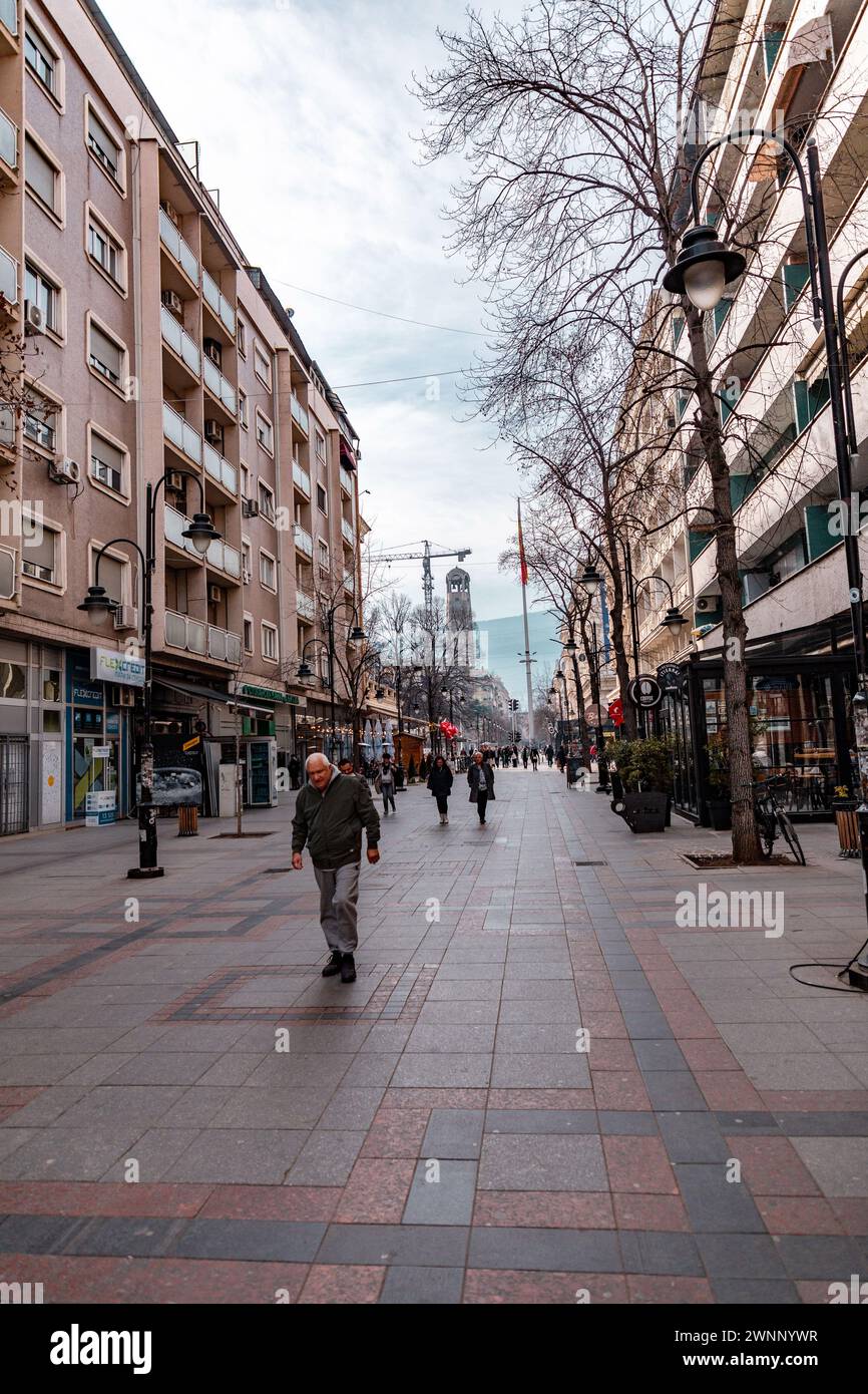 Skopje, North Macedonia - 7 FEB 2024: Urban scene and street view in ...
