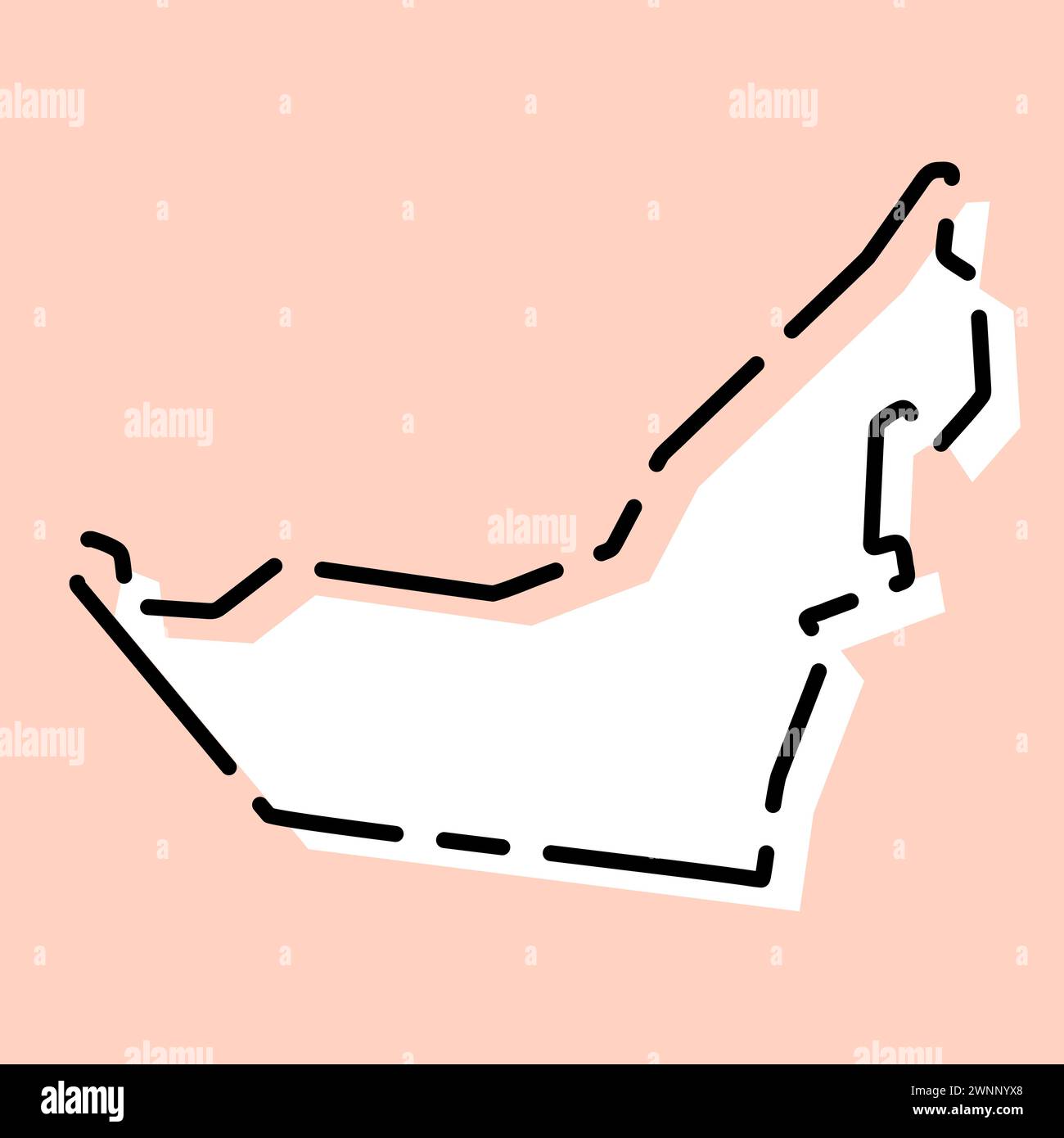 United Arab Emirates country simplified map. White silhouette with ...