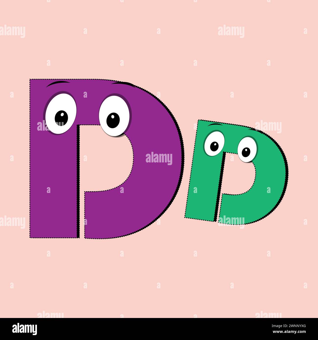 Alphabet fullcolor with eyes cartoon character. Cute abc design for ...