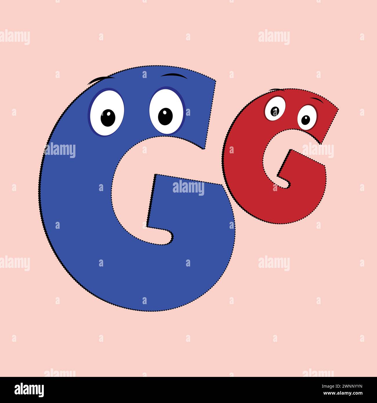 Alphabet fullcolor with eyes cartoon character. Cute abc design for ...