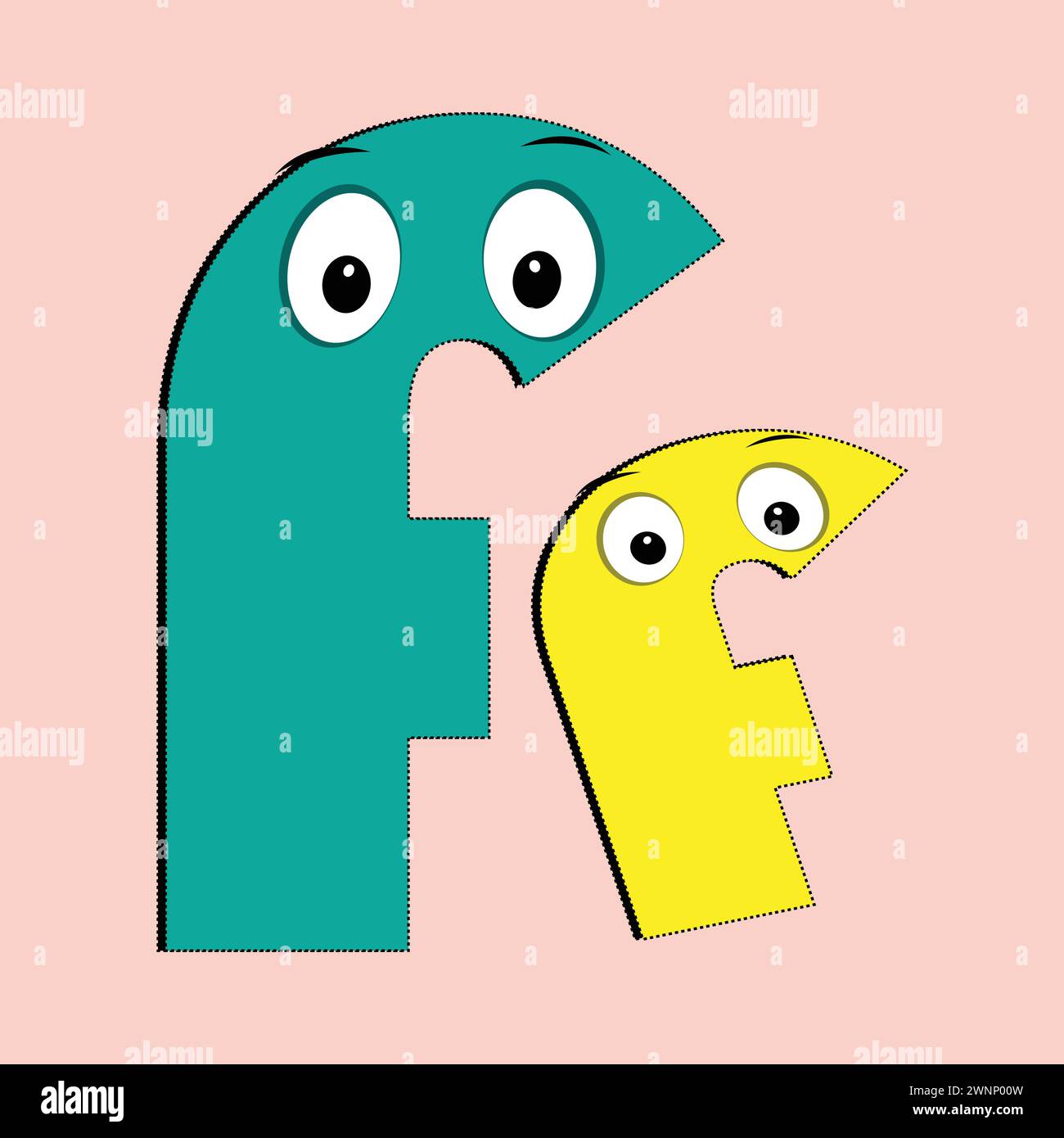 Alphabet fullcolor with eyes cartoon character. Cute abc design for ...