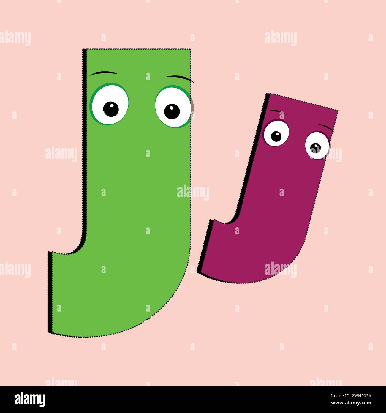 Alphabet fullcolor with eyes cartoon character. Cute abc design for ...