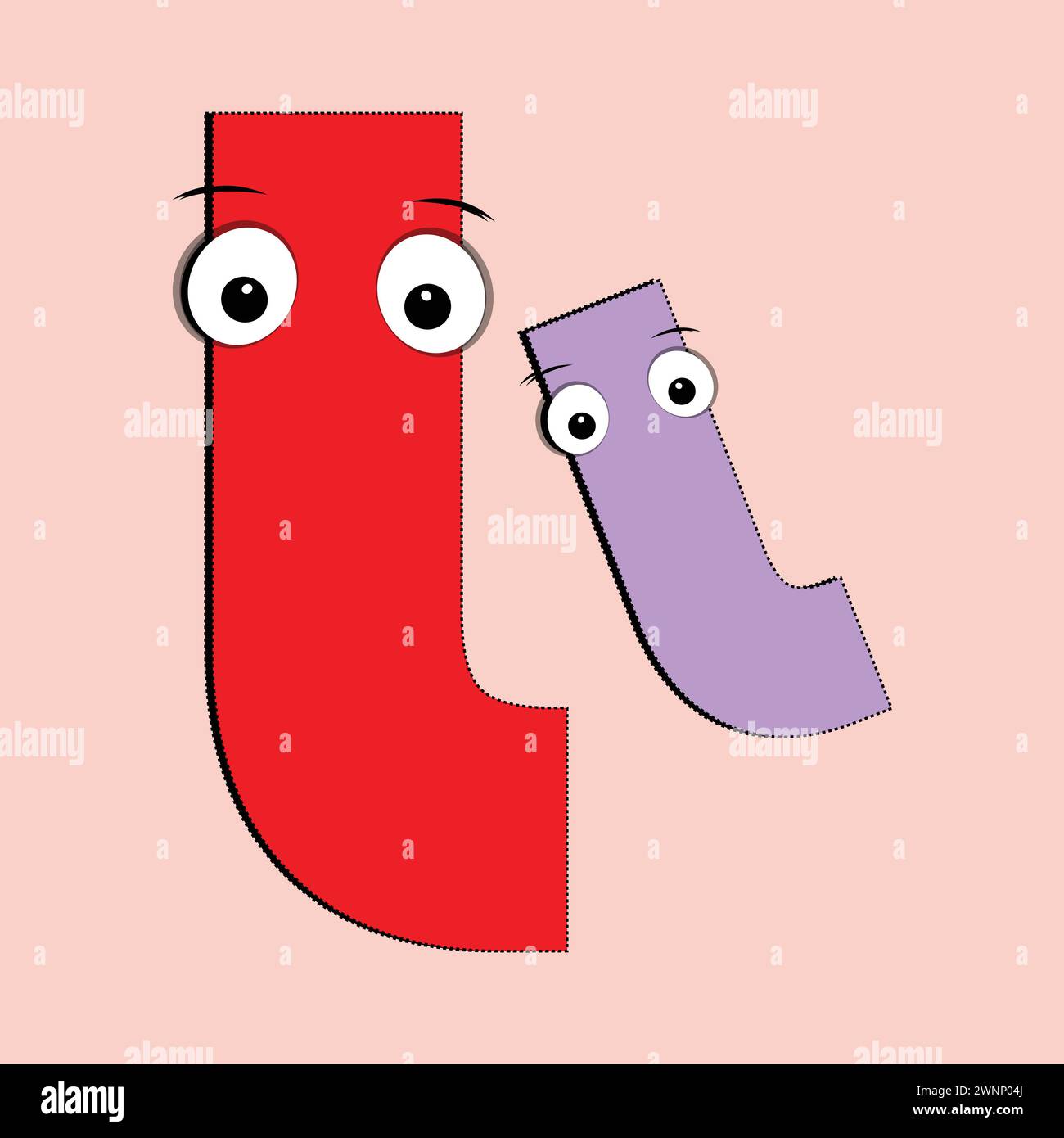 Alphabet fullcolor with eyes cartoon character. Cute abc design for ...