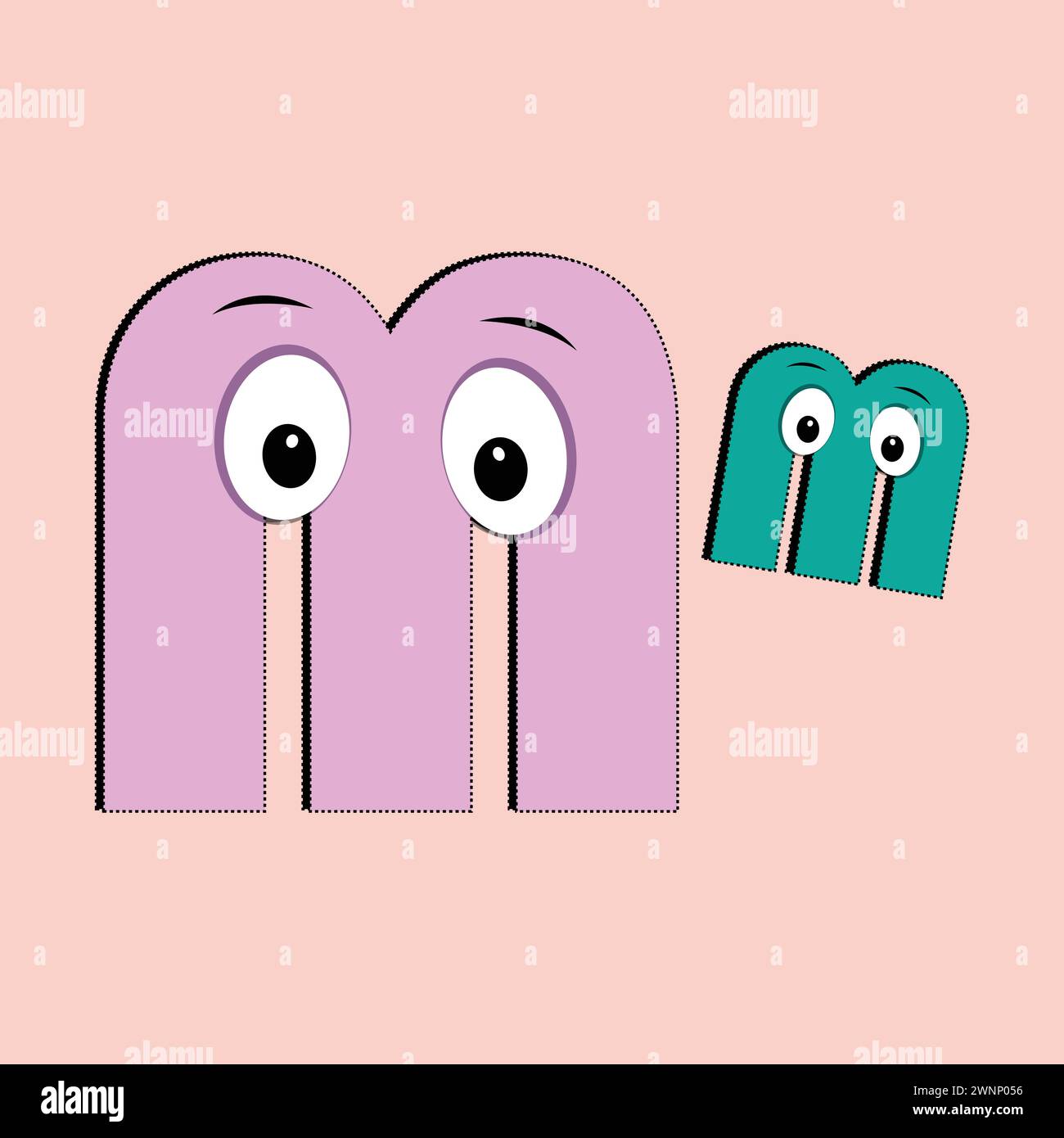 Alphabet fullcolor with eyes cartoon character. Cute abc design for ...