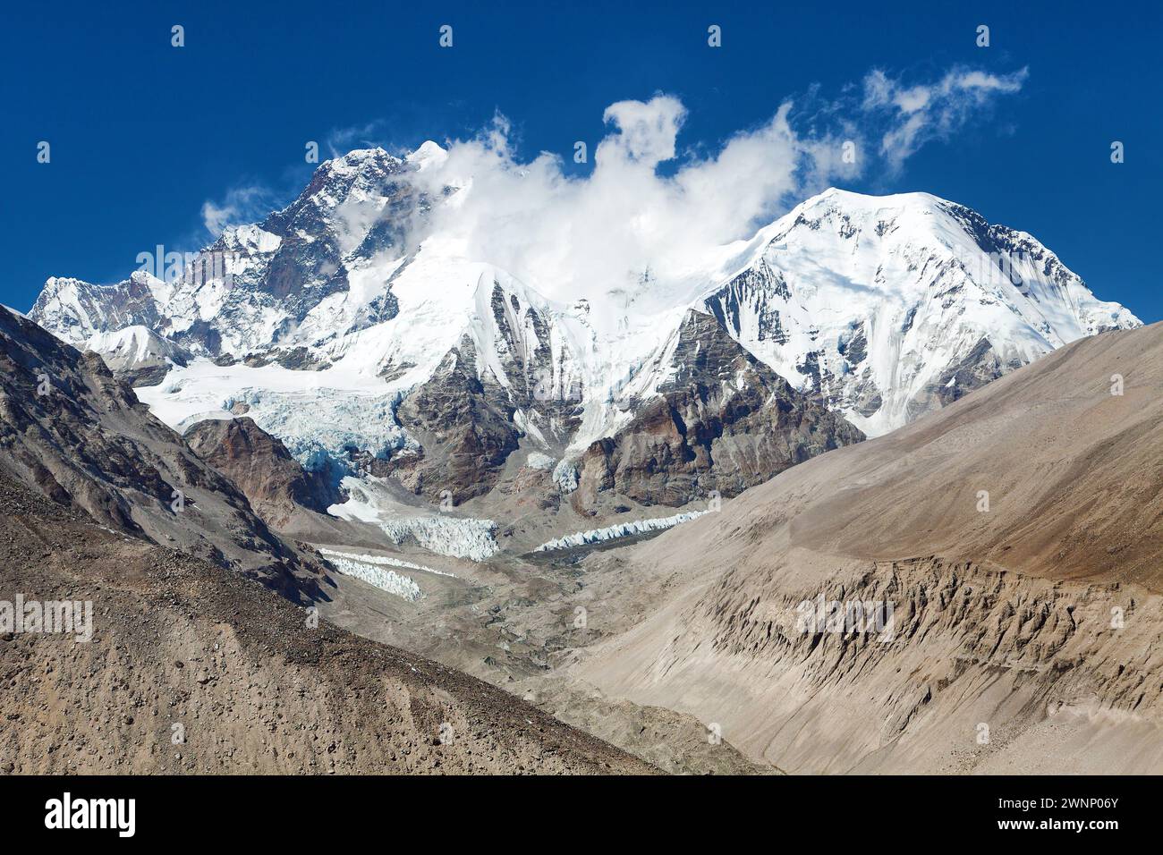 View of Everest Lhotse and Lhotse Shar from Barun valley, Nepal ...