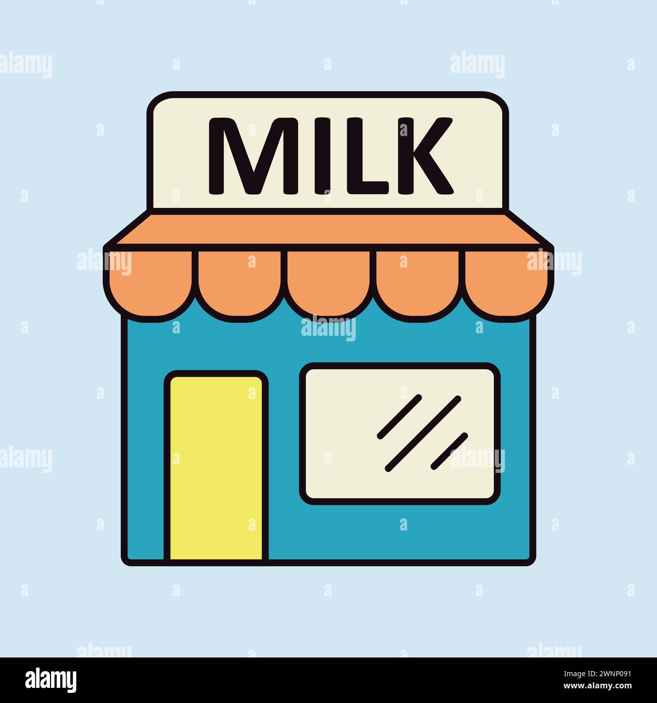 Dairy store facade vector icon. Dairy product sign. Graph symbol for ...