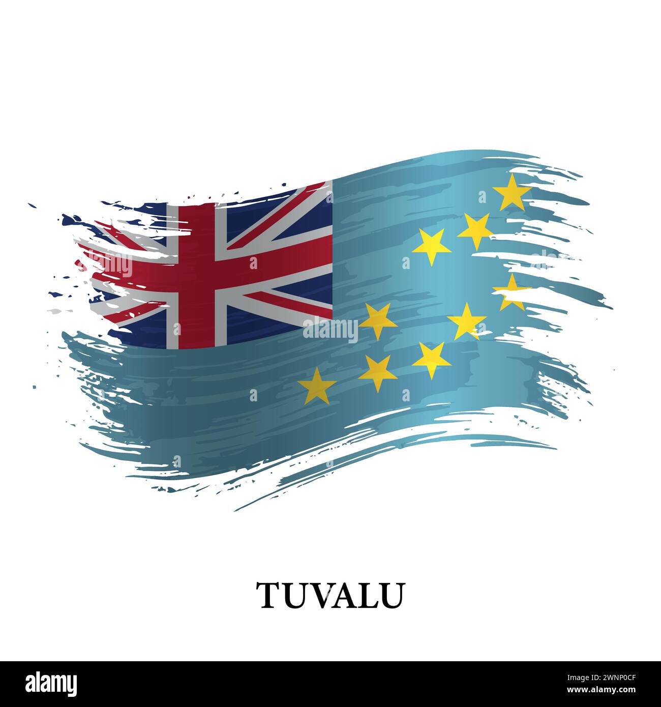 Grunge flag of Tuvalu, brush stroke vector background Stock Vector ...