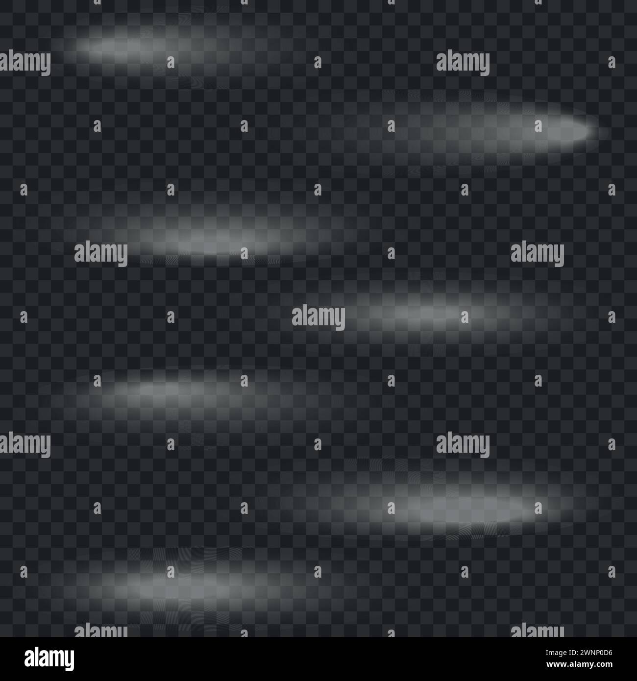 Collection of soft transparent shadow or light overlays on a black ...