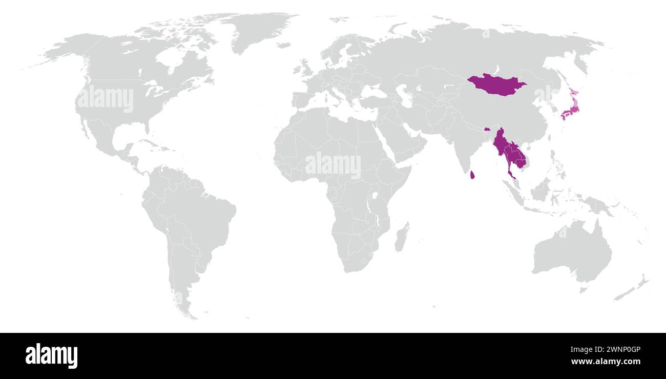 Buddhism distribution map of the world. Vector illustration Stock ...