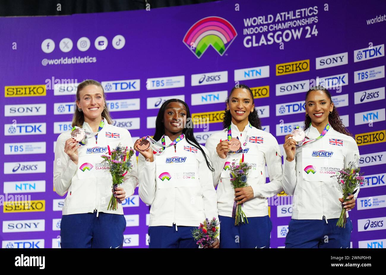 Great Britain's Jessie Knight, Ama Pipi, Lina Nielsen and Laviai ...