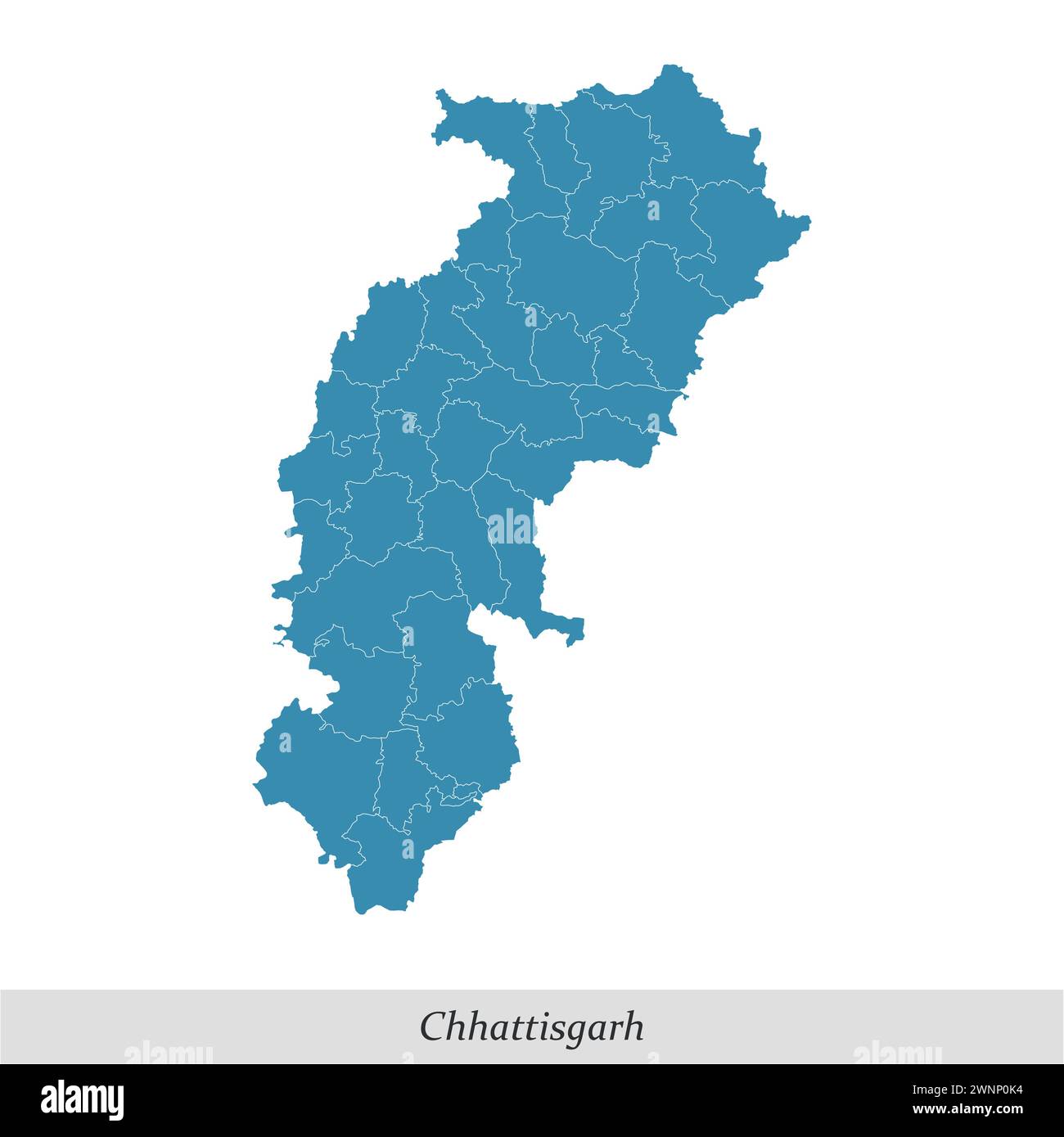 map of Chhattisgarh is a state of India with borders districts Stock ...