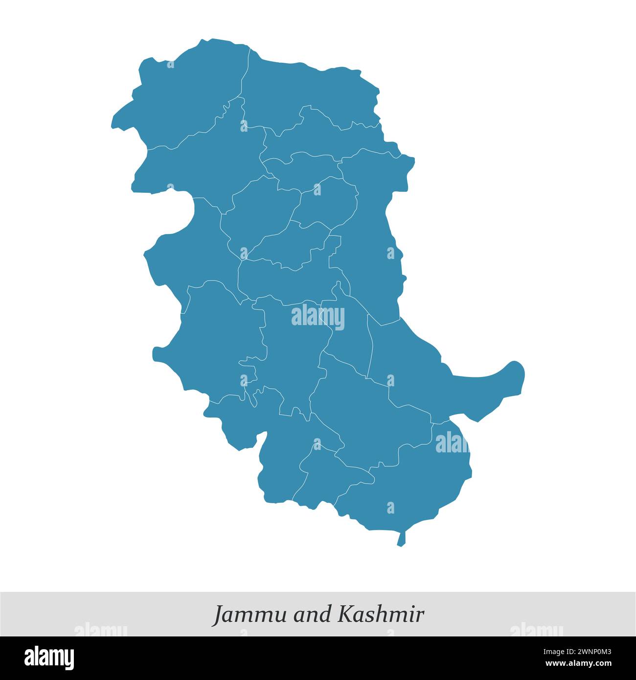 map of Jammu and Kashmir is a Union territory of India with borders districts Stock Vector Image ...