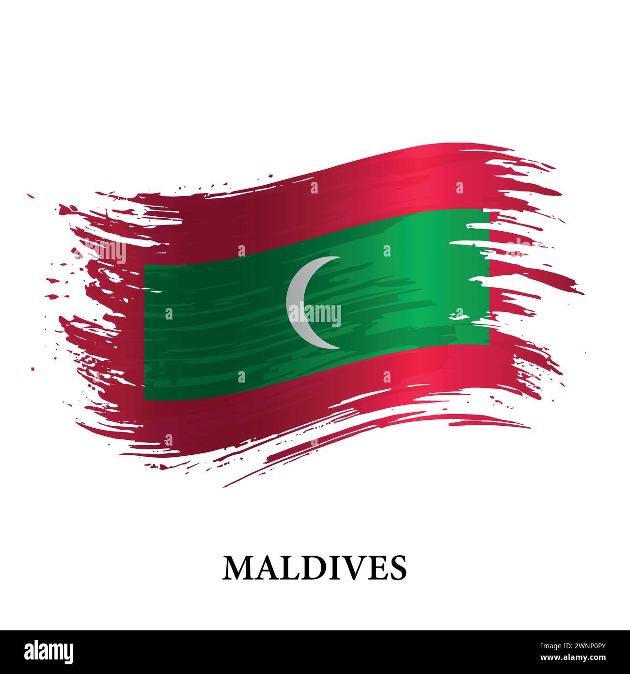 Grunge flag of Maldives, brush stroke vector background Stock Vector ...