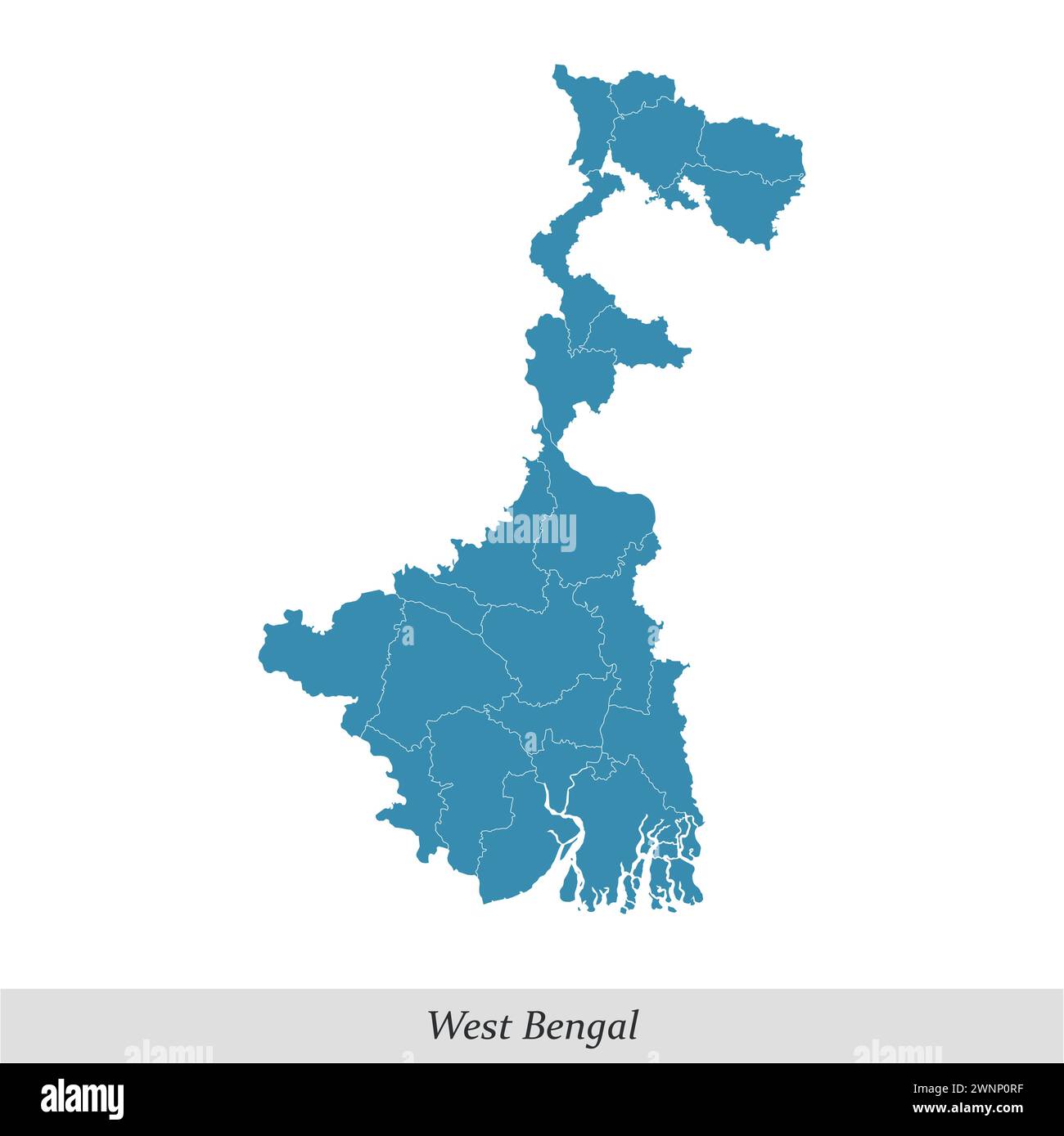 map of West Bengal is a state of India with borders districts Stock ...