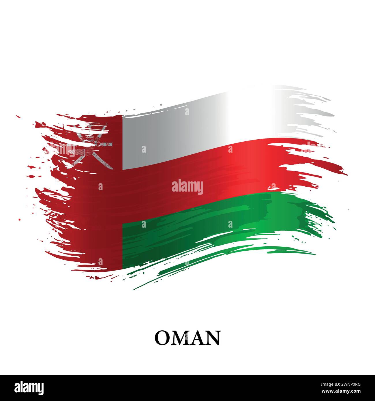 Grunge flag of Oman, brush stroke vector background Stock Vector Image ...