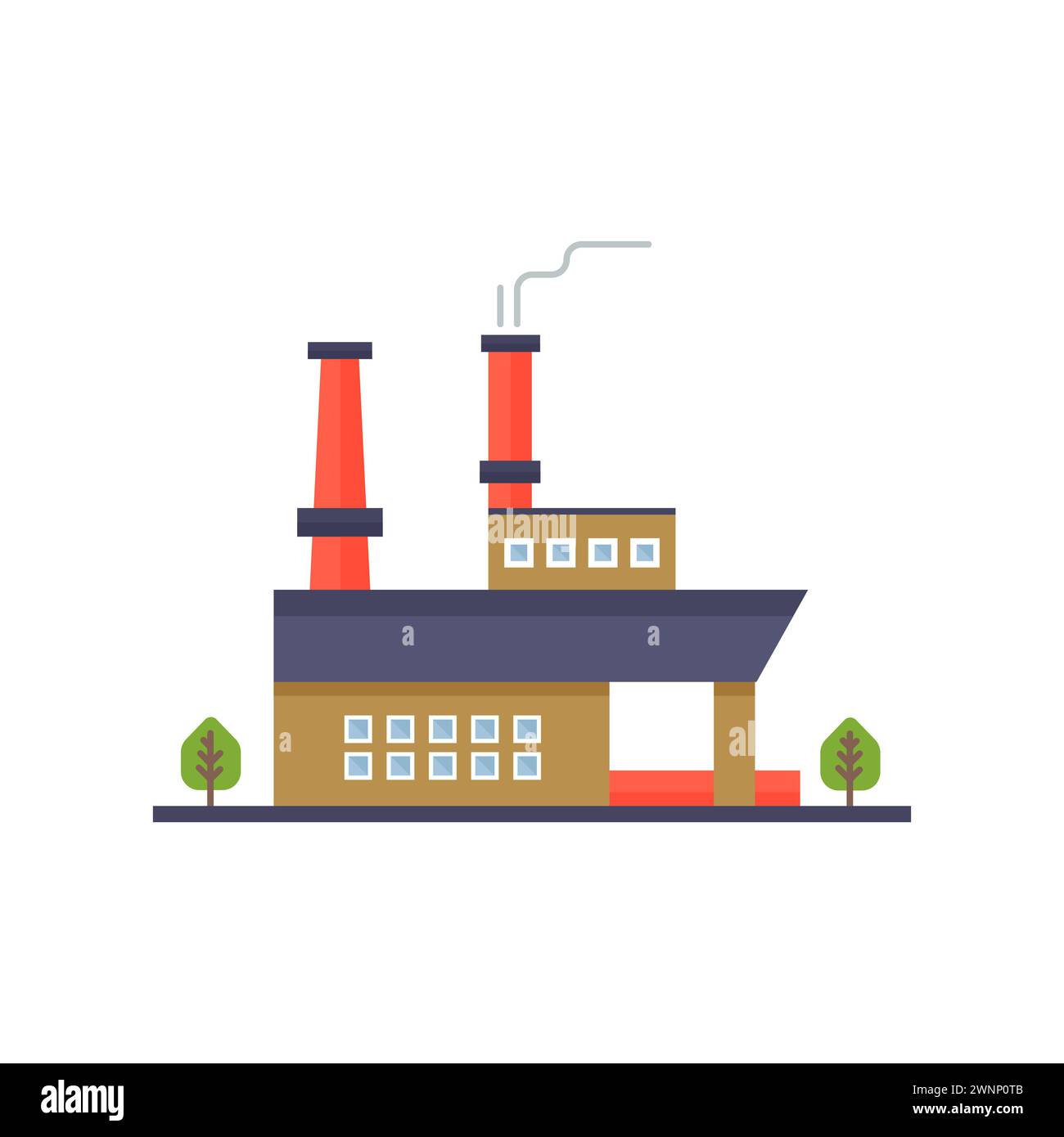 Industrial factory buildings and high smoke pipes of plant station ...