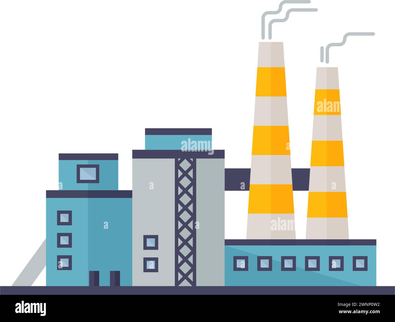 Factory buildings, smoke and fumes pollution from tower chimney vector ...