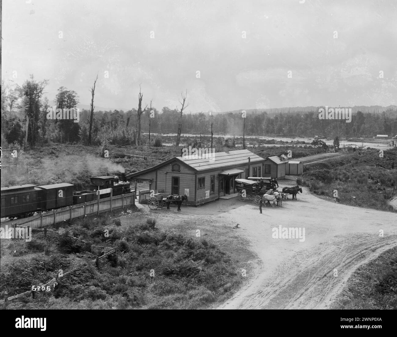 Reefton Station, New Zealand- train from the south arriving at the ...