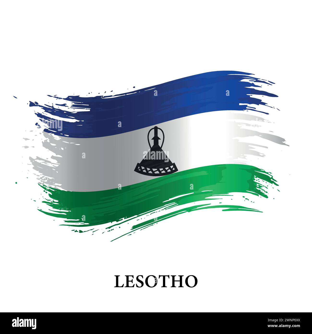 Grunge flag of Lesotho, brush stroke vector background Stock Vector ...