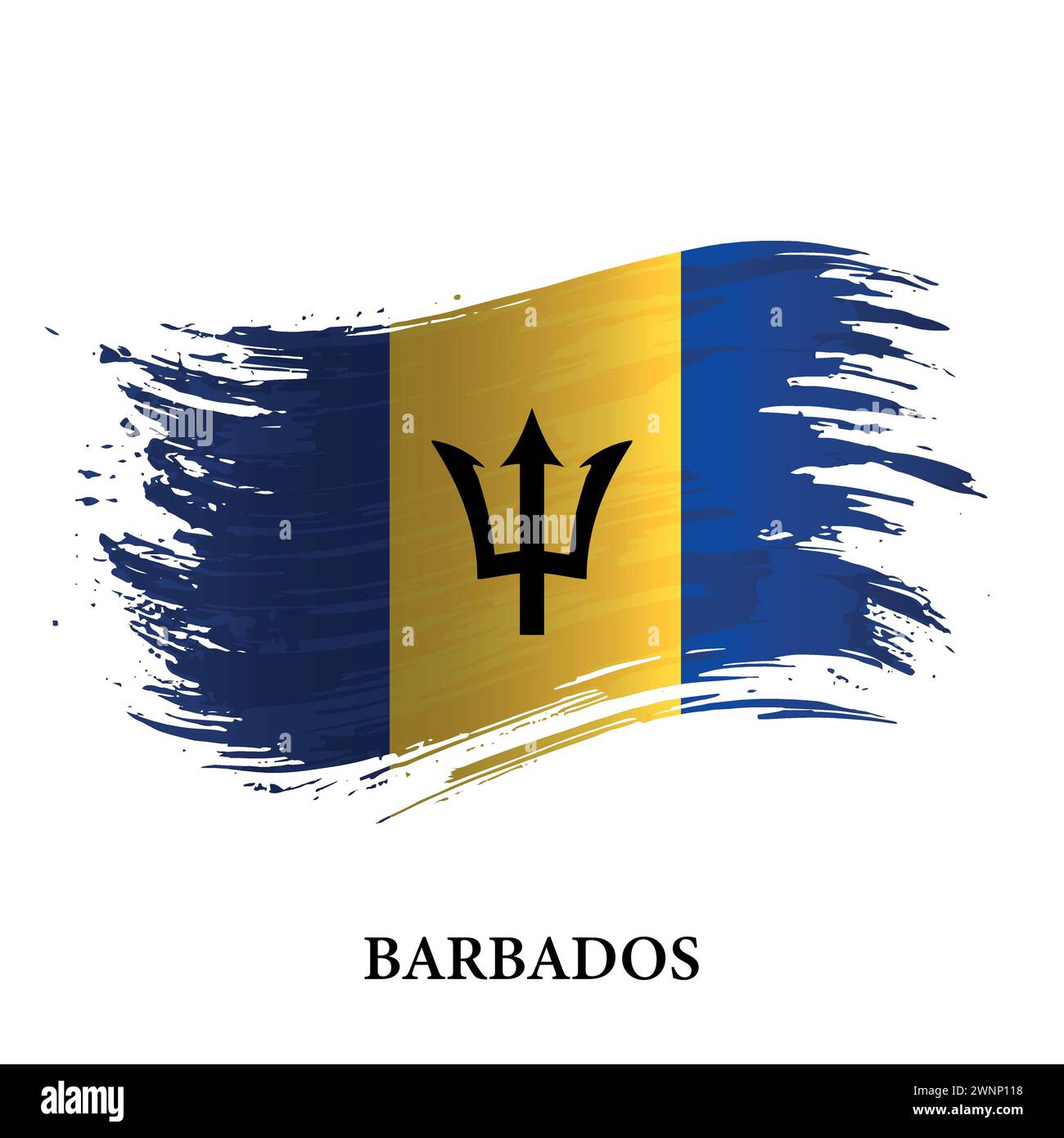 Grunge flag of Barbados, brush stroke vector background Stock Vector ...